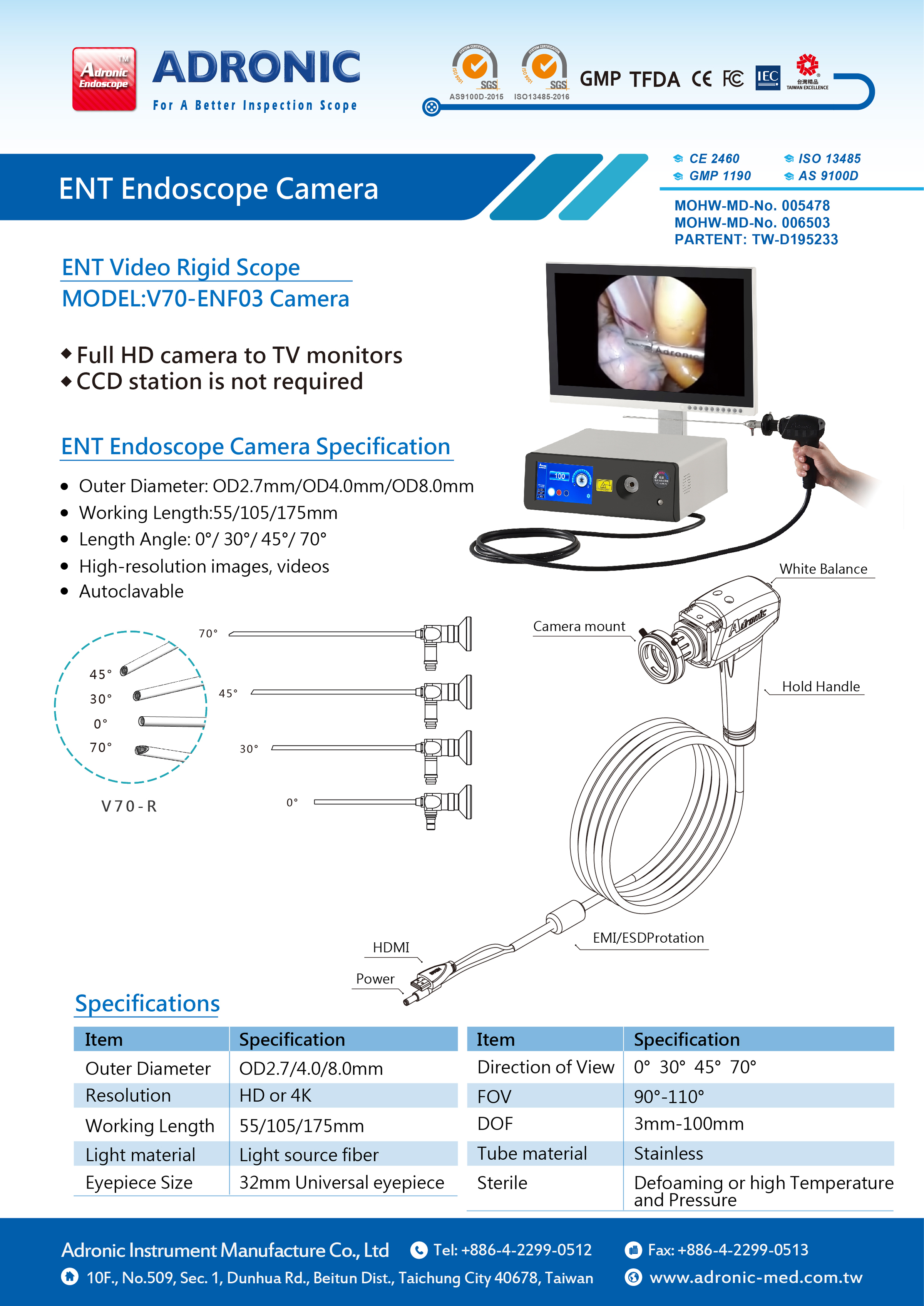 ENT Video Rigid Scope | Product | Adronic Instrument Manufacture Co., Ltd