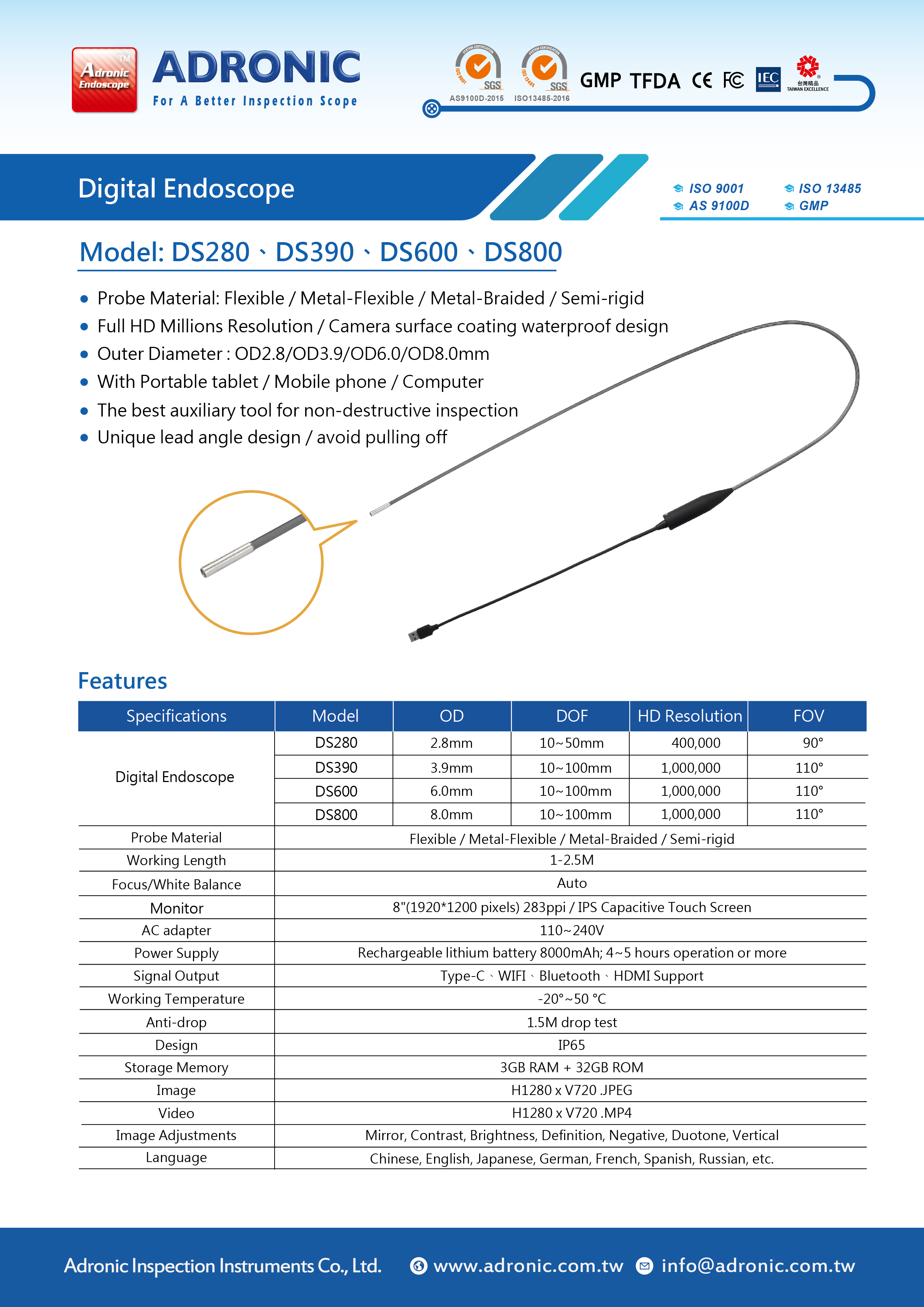 Digital Endoscope (DS) | Product | Adronic Instrument Manufacture Co., Ltd.